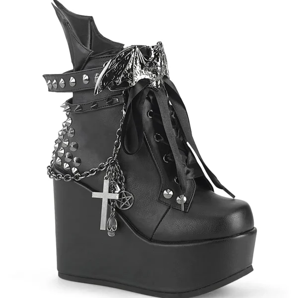 Outlet Demonia Cult Poison-107 Black Vegan Leather - Delilah Shoes