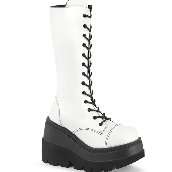 Online Demonia Cult Shaker-72 White Vegan Leather - Delilah Shoes